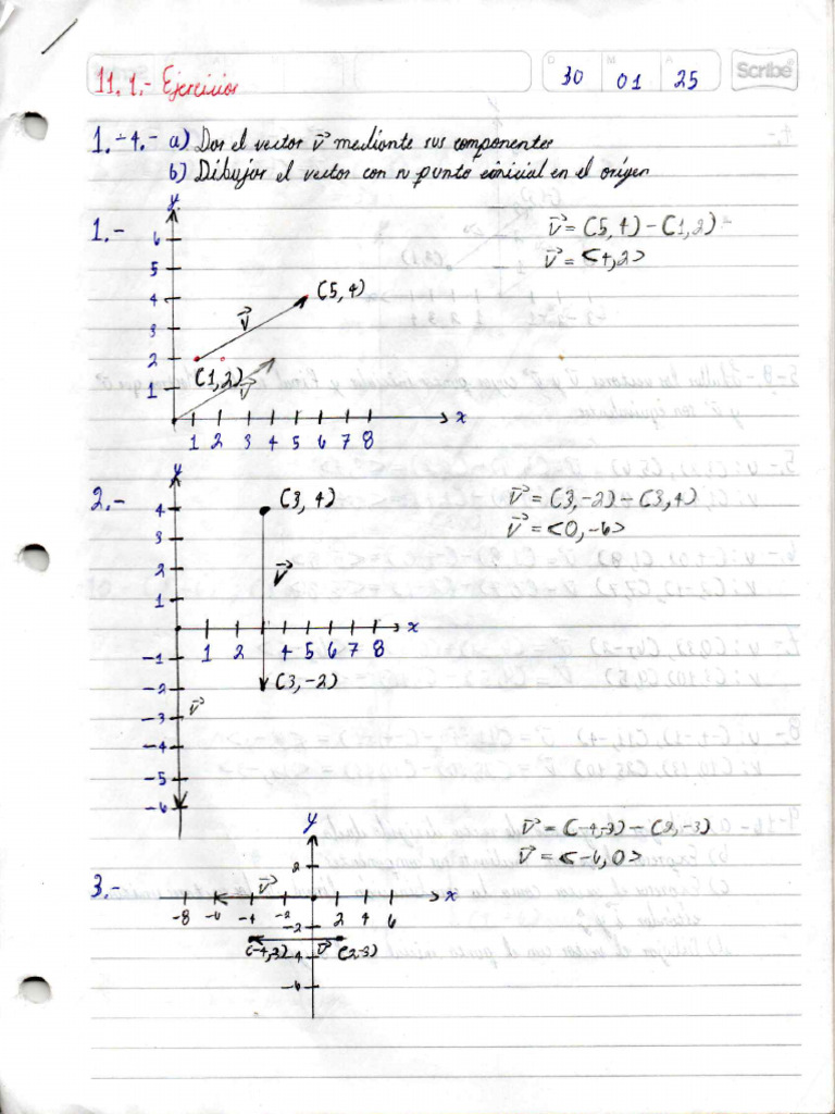 Problemario Sección 11.1 - Cálculo Vectorial | PDF
