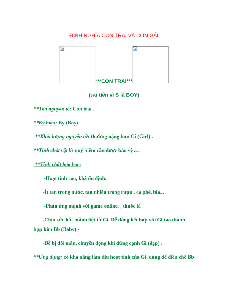 Định Nghĩa Con Trai Và Con Gái | PDF