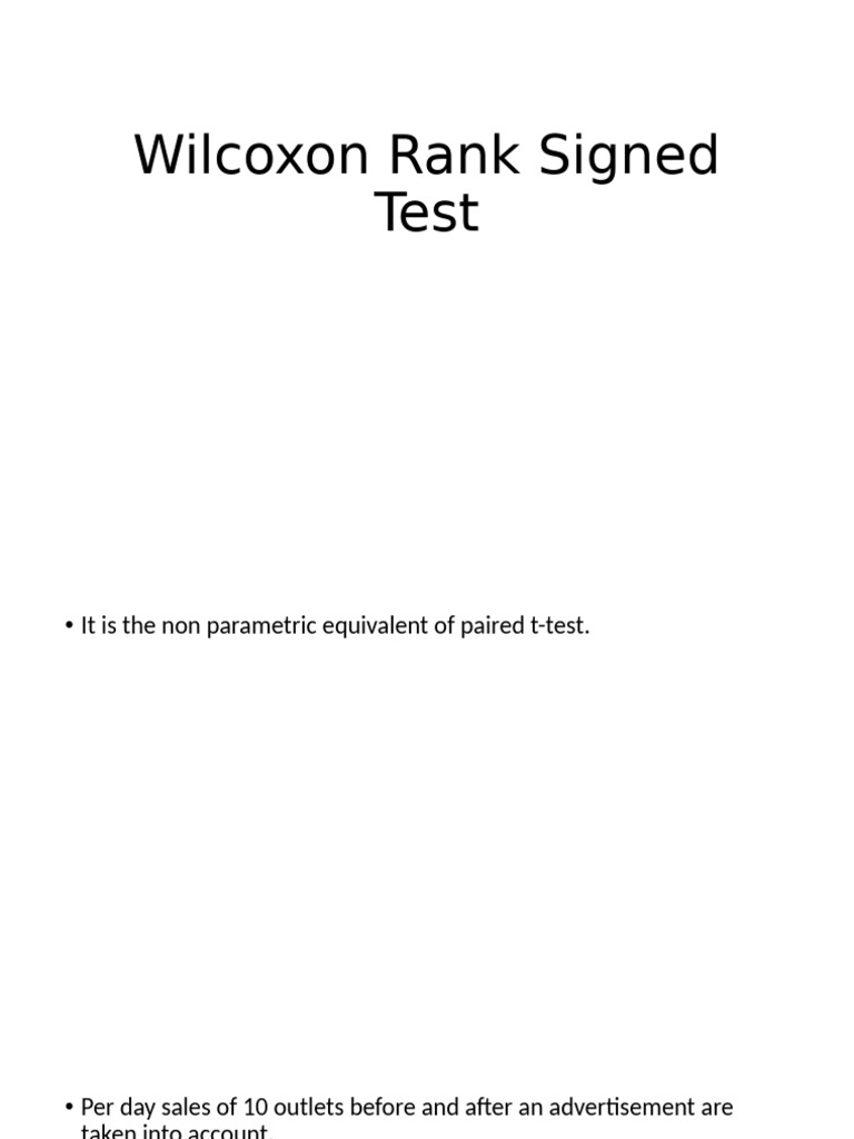 Wilcoxon Rank Signed Test | PDF
