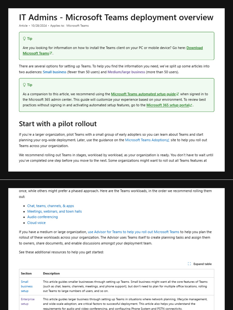 IT Admins - Microsoft Teams Deployment Overview - Microsoft Teams - Microsoft Learn | PDF ...