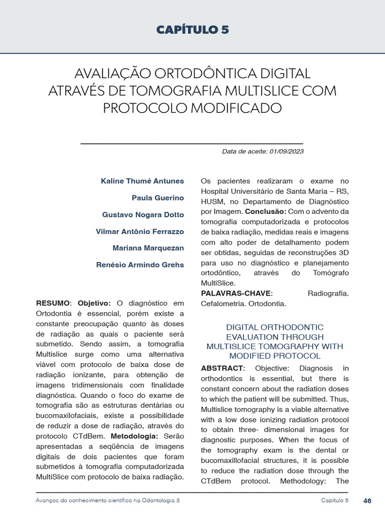 Avaliacao Ortodontica Digital Atraves de Tomografia Multislice Com Protocolo Modificado | PDF ...