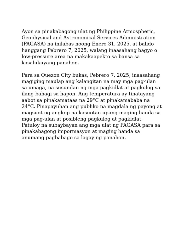 Weather Report | PDF