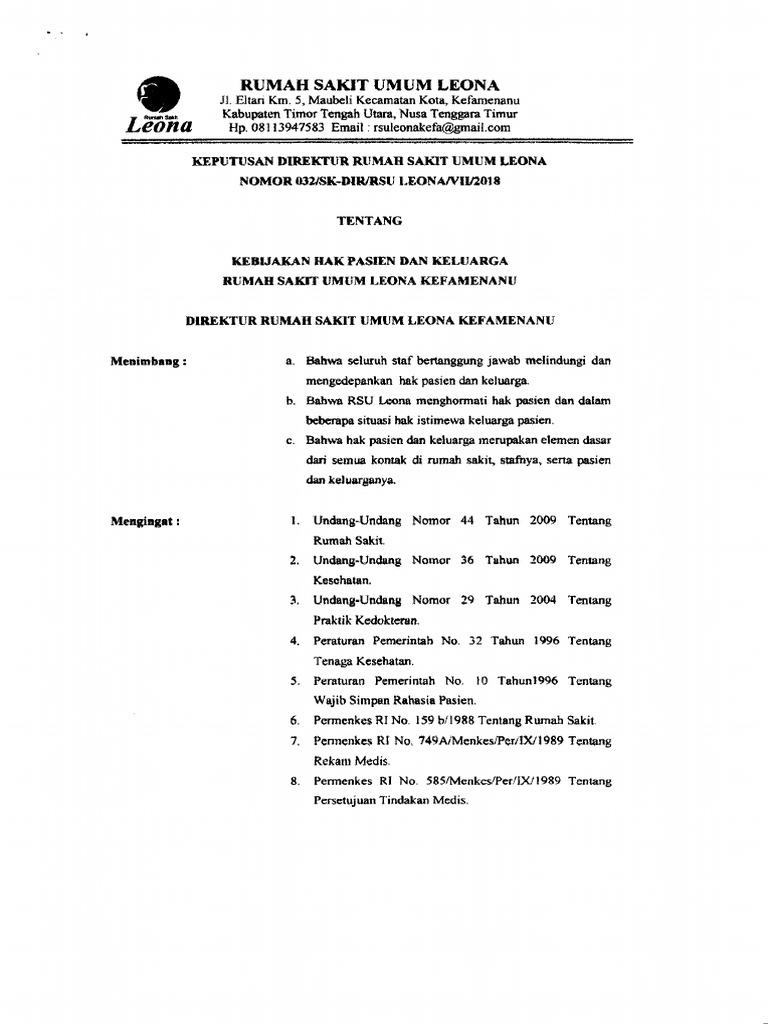 2b. Regulasi RS Tentang Hak Pasien & Keluarga | PDF