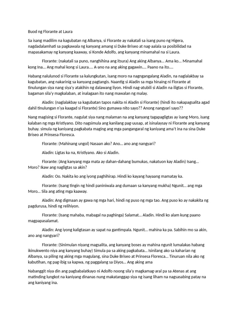 Buod NG Florante at Laura | PDF