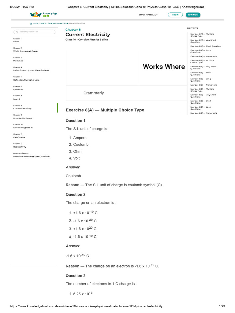Chapter 8 - Current Electricity - Selina Solutions Concise Physics Class 10 ICSE - KnowledgeBoat ...