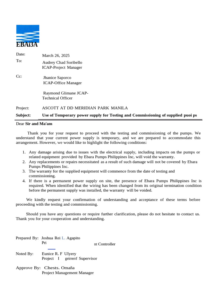 Ascott DD Meridian Park Power Supply Terms | PDF