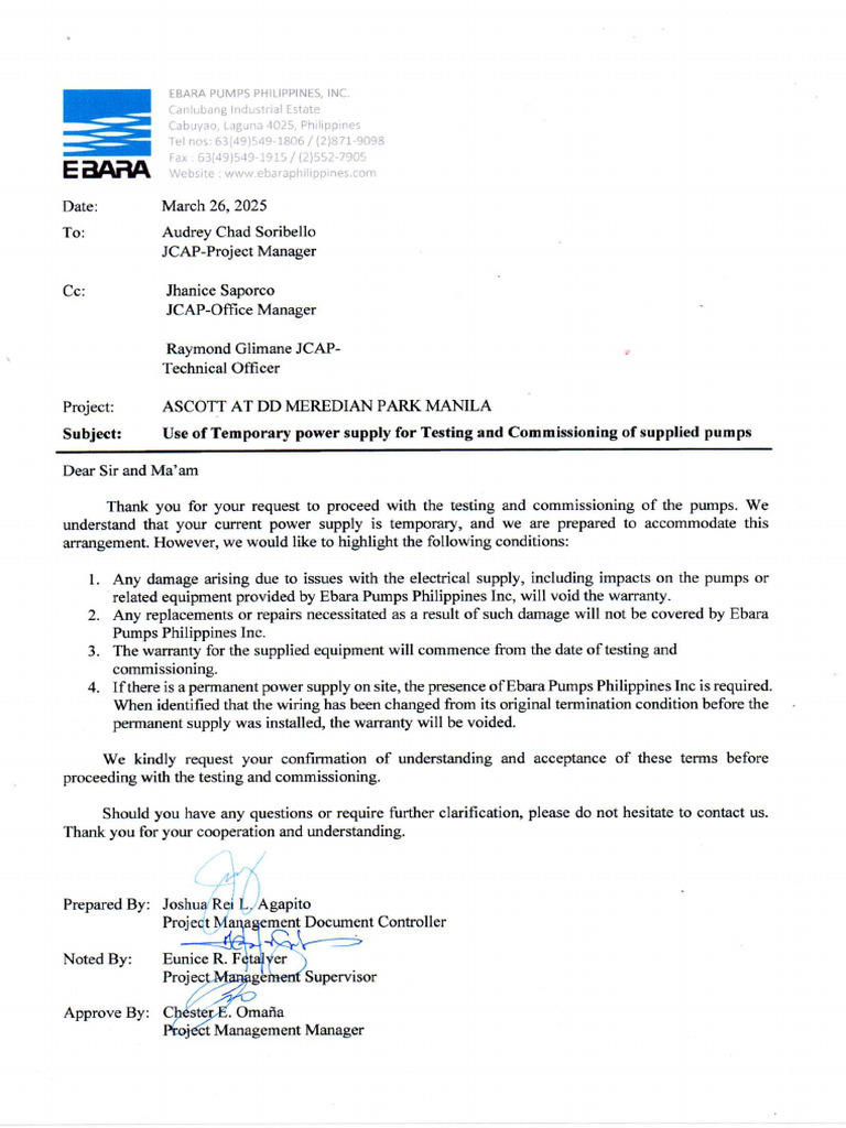 DD Ascott - Guarantee Letter | PDF