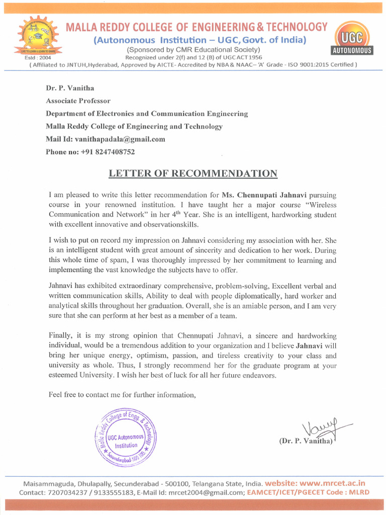 LOR Vanitha Mam | PDF