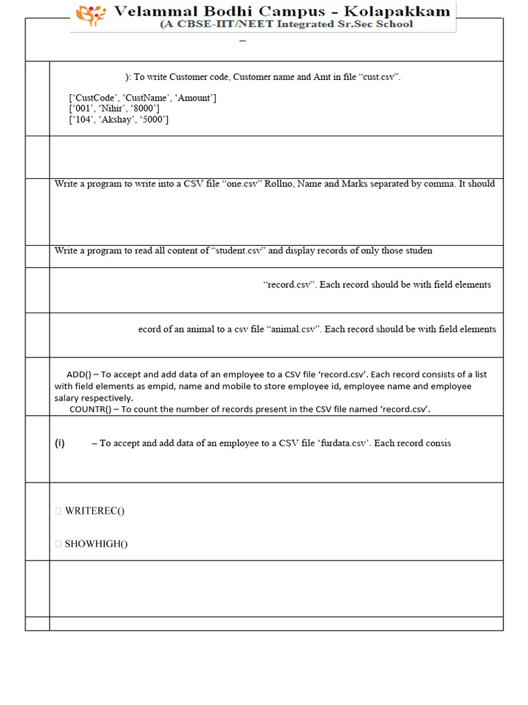 Xii Cs Worksheet-Csv File | PDF | Comma Separated Values | User (Computing)