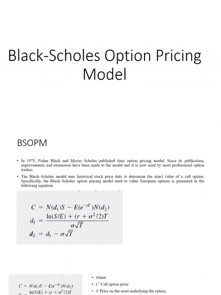 Black Scholes Pricing Model | PDF