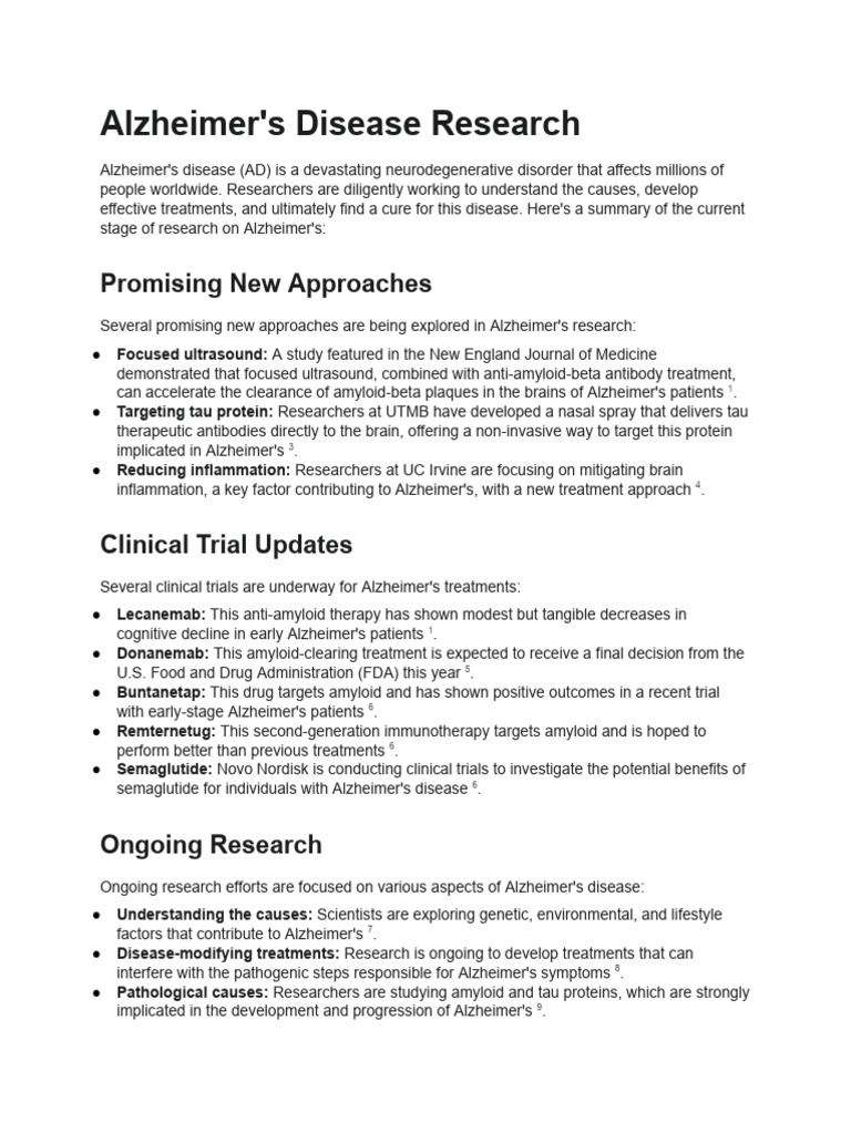 Advances in Alzheimer's Research 2024 | PDF | Alzheimer's Disease ...