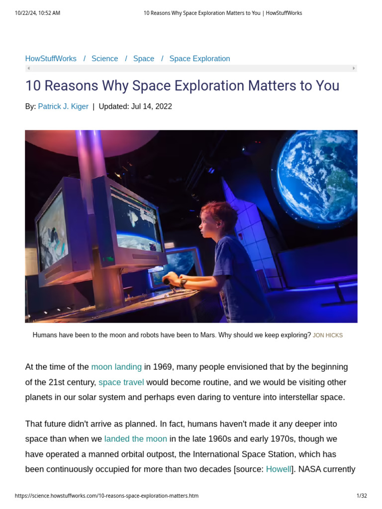 10 Reasons Why Space Exploration Matters To You - HowStuffWorks | PDF ...