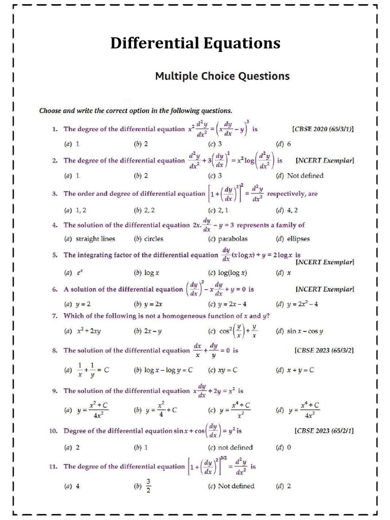 Hots Questions Ch.9 Differential Equations-RSM 9865817623 | PDF