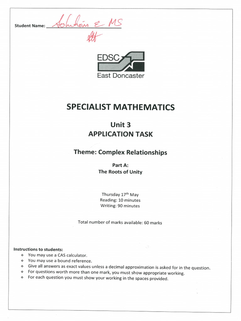 12 SMA Application Task Part A 2018 - Solutions | PDF