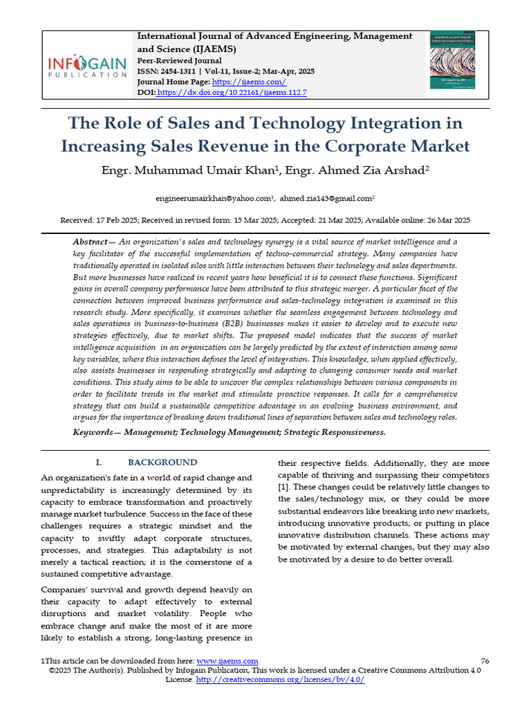 Sales-Technology Integration for Revenue Growth | PDF | Sales | Market ...