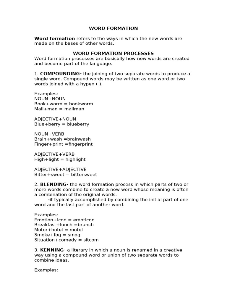 Word Formation | PDF