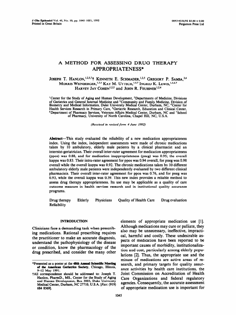 Assessing Drug Therapy Appropriateness | PDF | Pharmacy | Medical ...