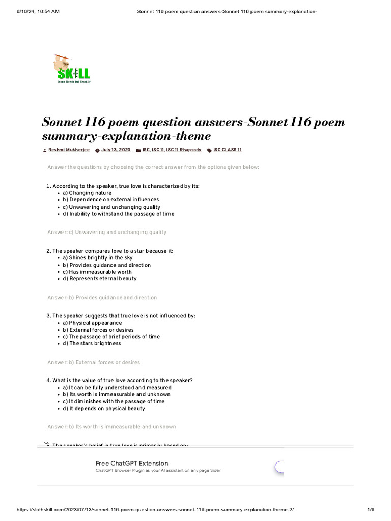 Sonnet 116 Poem Question Answers-Sonnet 116 Poem Summary-Explanation ...