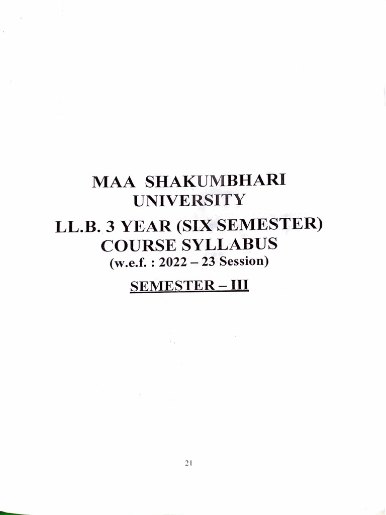 LLB 3rd Sem Syllabus New (Msu) | PDF | Lawyer | Property