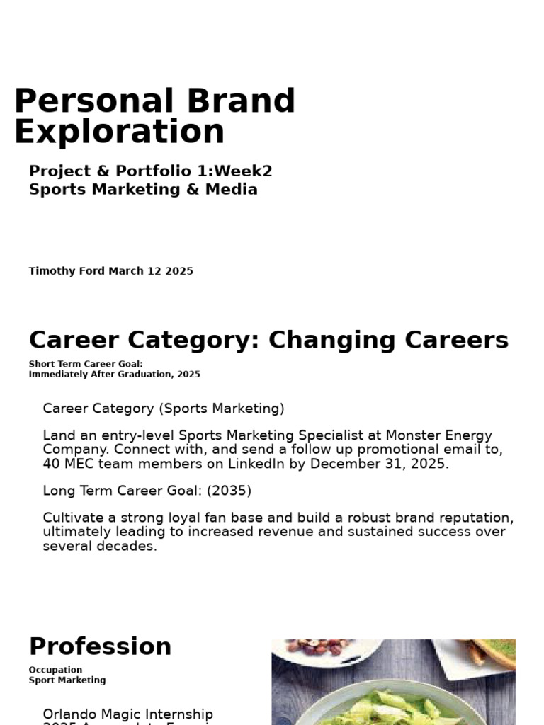 Sports Marketing Career Goals | PDF | Marketing | Human Communication