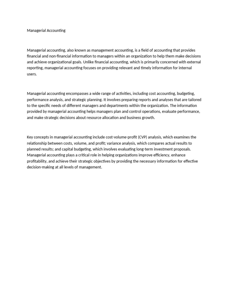 Managerial Accounting | PDF