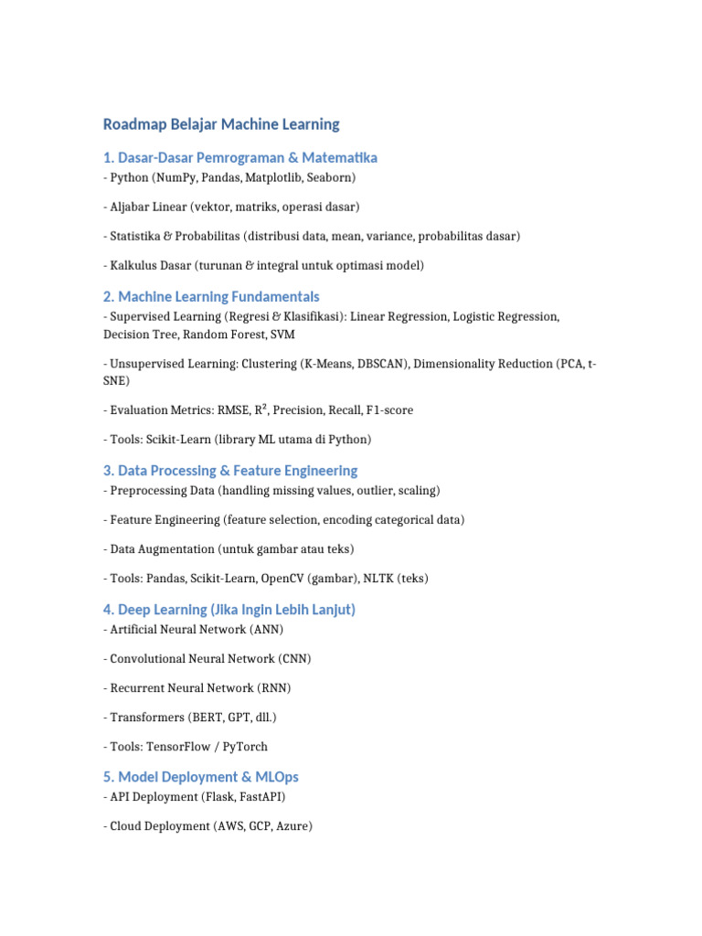 Roadmap Belajar ML | PDF