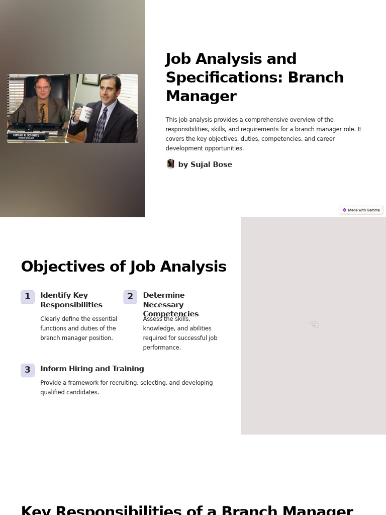 Job Analysis and Specifications Branch Manager | PDF | Business | Business Economics
