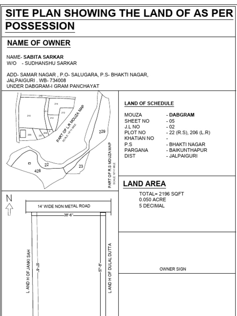 Site Plan Showing The Land of As Per Possession | PDF