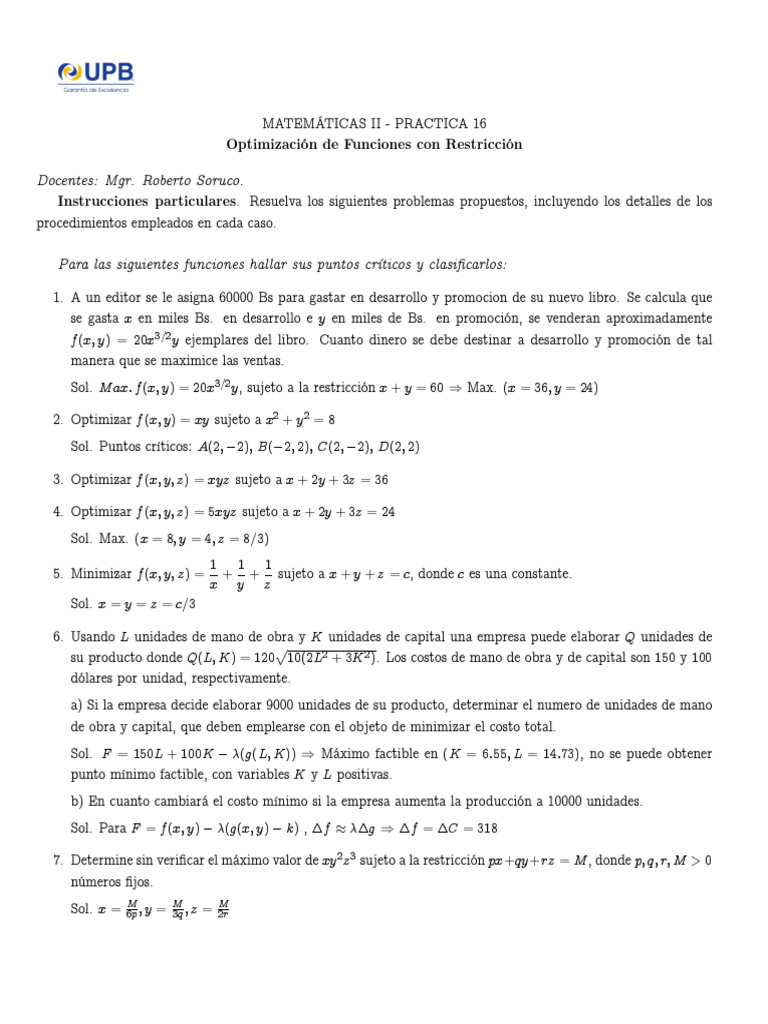 TP Practica 16 Optimizacion Con Restricciones (2) | PDF | Optimización ...