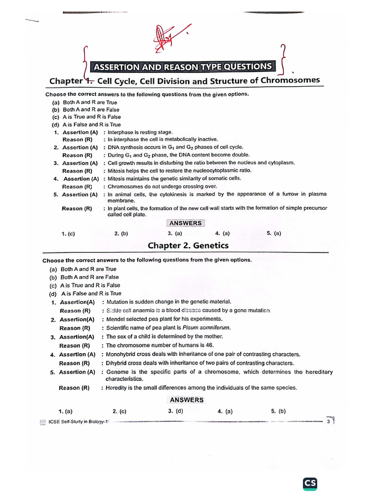 Class 10 Assertion Reason Chapter Wise New Included Question W.E.F. Icse 2024 | PDF
