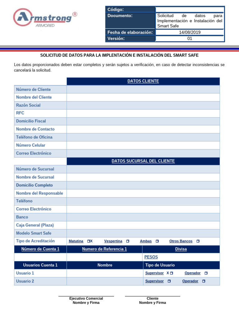 Solicitud de Datos para Implementación e Instalación Del Smart Safe. 24.03.2017 | PDF | Informática