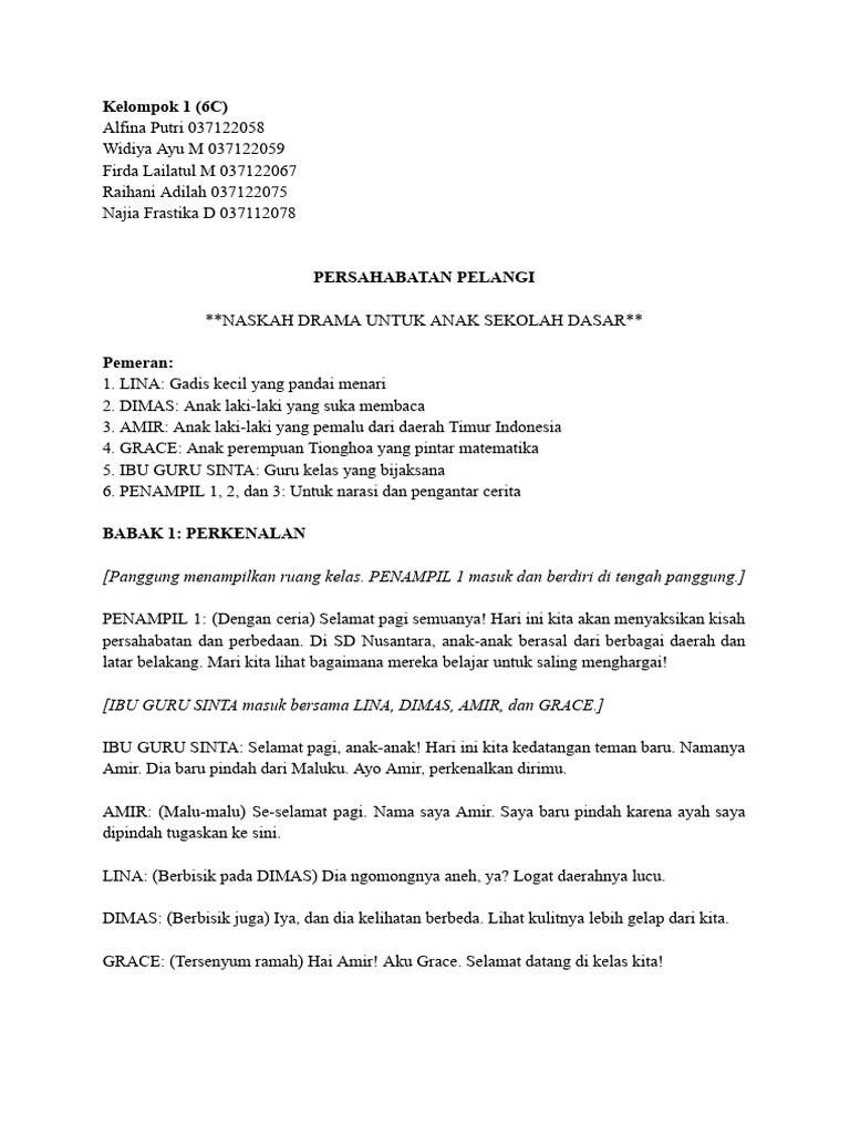 Tugas Naskah Drama Kelompok 1 | PDF
