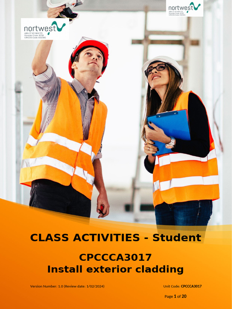 HaCPCCCA3017 Class Activity Book - Student V1.0 | PDF | Wall | Building ...