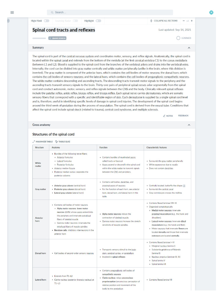 Spinal cord tracts and reflexes | PDF