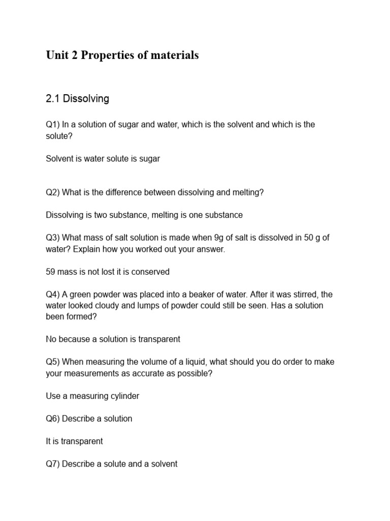 Unit 2 Properties of Materials | PDF