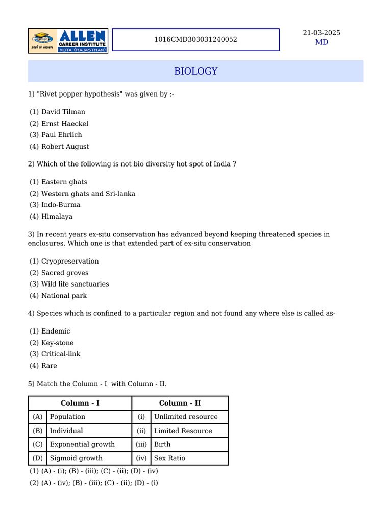 Biodiversity and Ecosystem Dynamics Quiz | PDF | Atomic Nucleus | Electron
