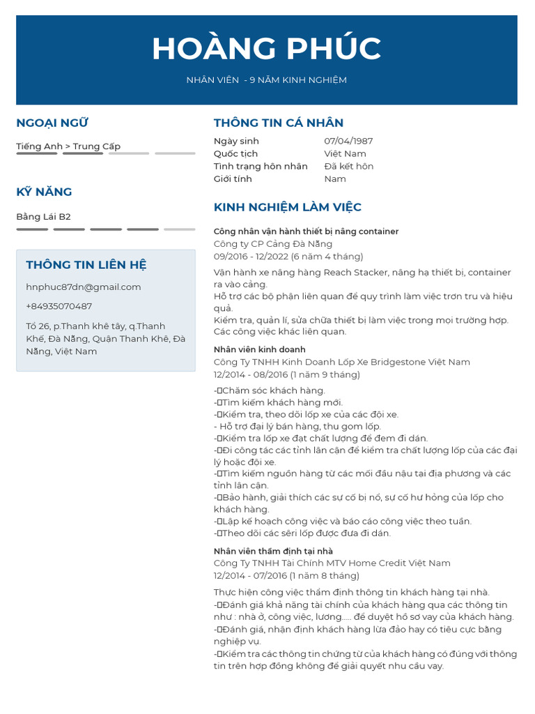 Hoàng Phúc: Ngo I NG Thông Tin Cá Nhân | PDF
