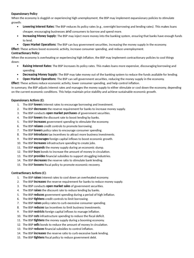 Finmar-Expansionary-and-Contractionary | PDF | Monetary Policy | Fiscal ...