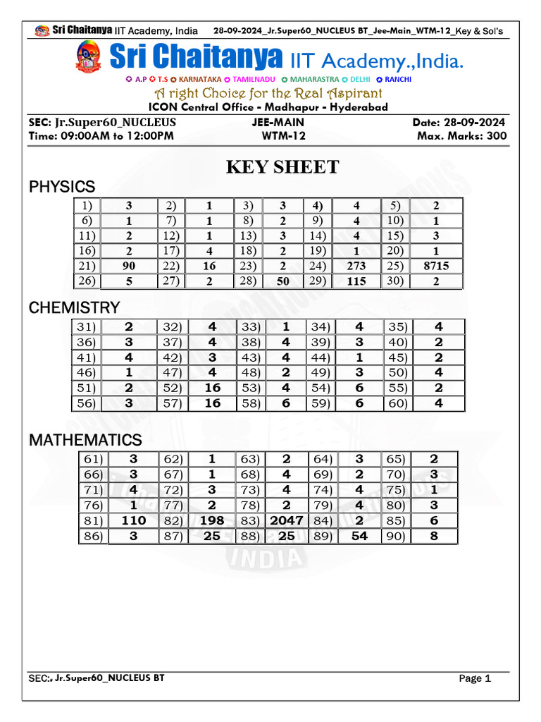 00000623-28-09-2024 - JR - Super60 - NUCLEUS BT - Jee-Main - WTM-12 ...