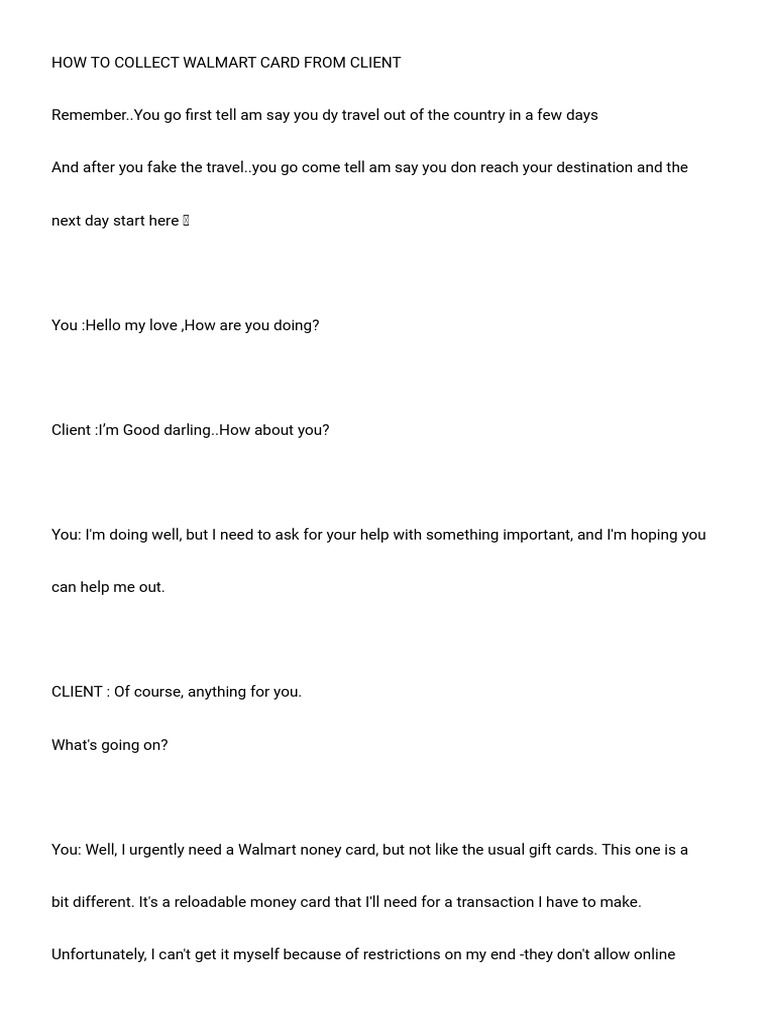 How to Collect Walmart Card From Client | PDF | Payments | Cash