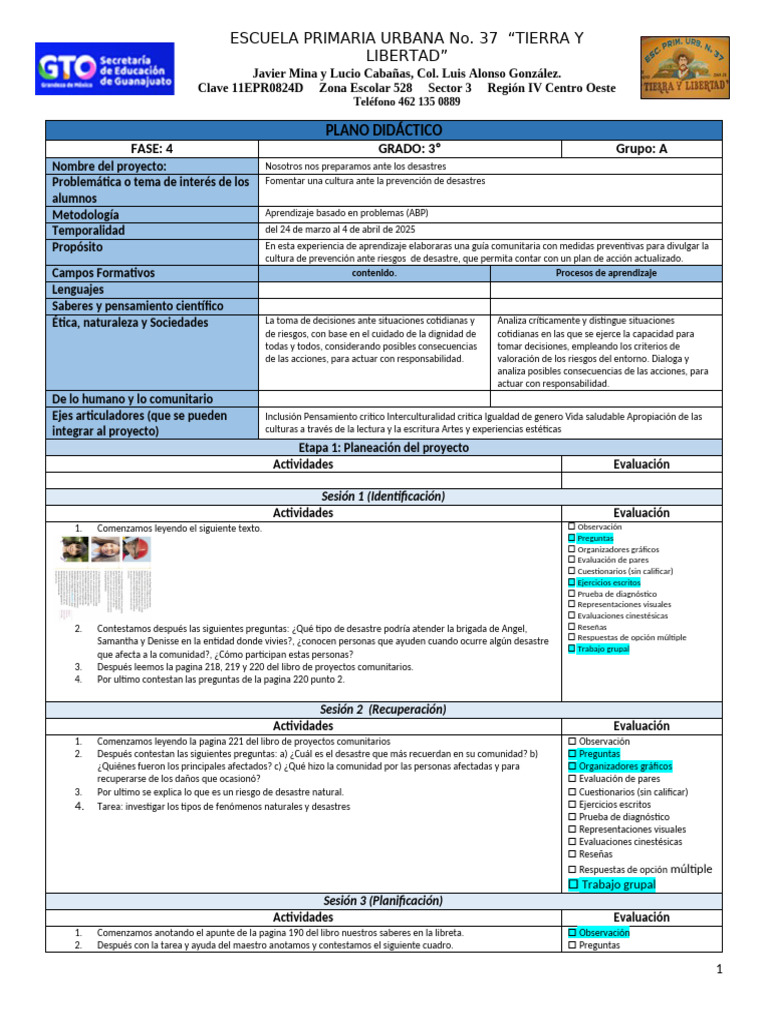 Plan Semana 29 y 30 Proyecto 14 Del 24 de Marzo Al 4 de Abril de 2025 ...