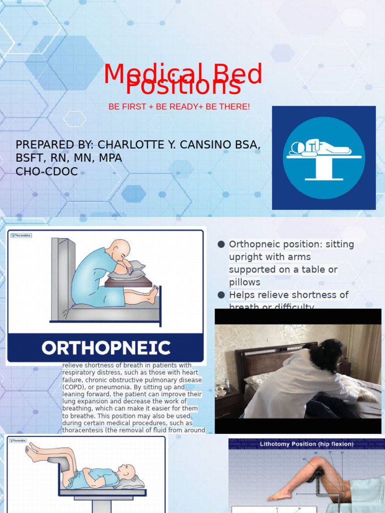 Basic - Bed Positions | PDF | Breathing | Anatomical Terms Of Motion