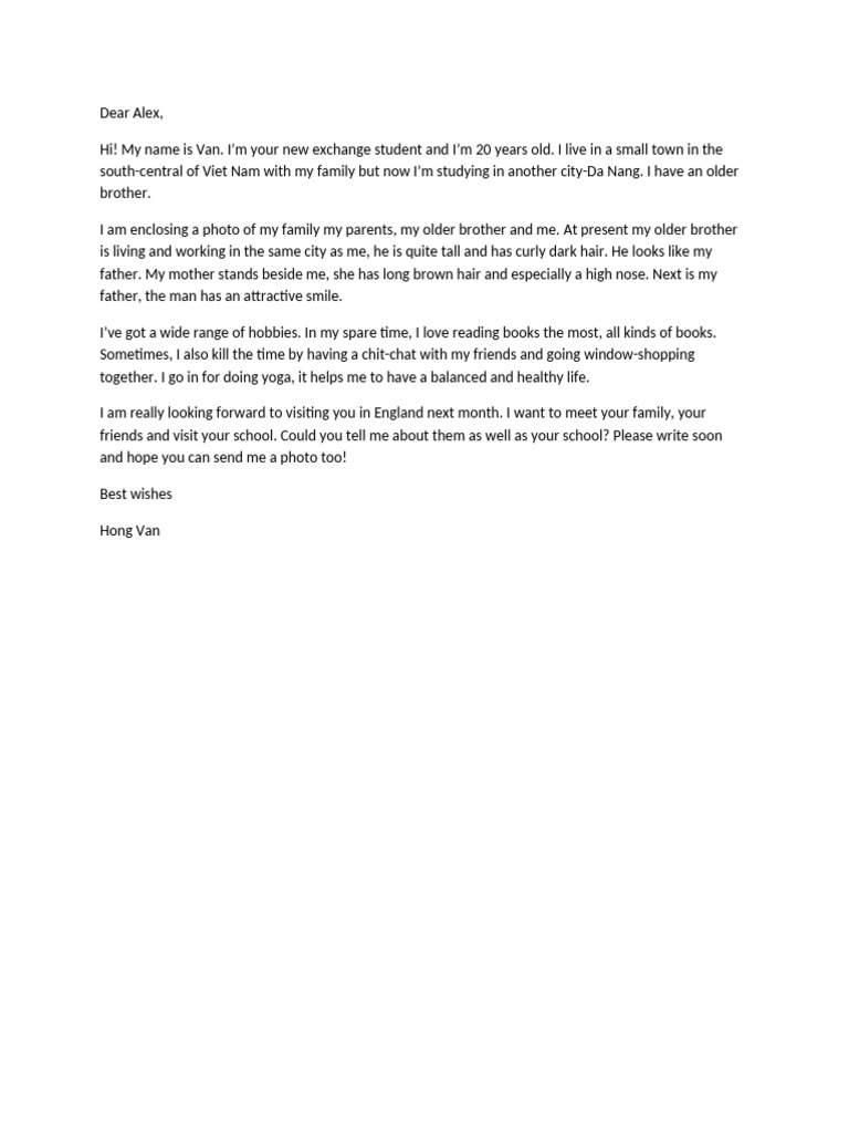 A Letter To An Exchange Student | PDF