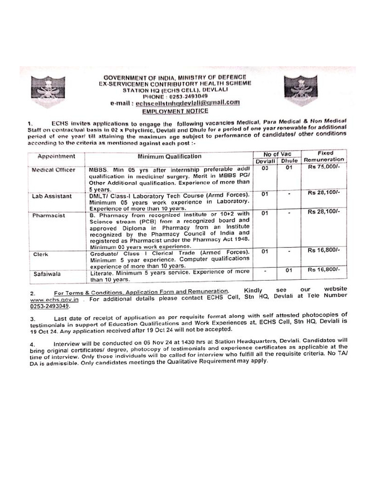 Devlali Pune Advt Sep 2024 | PDF