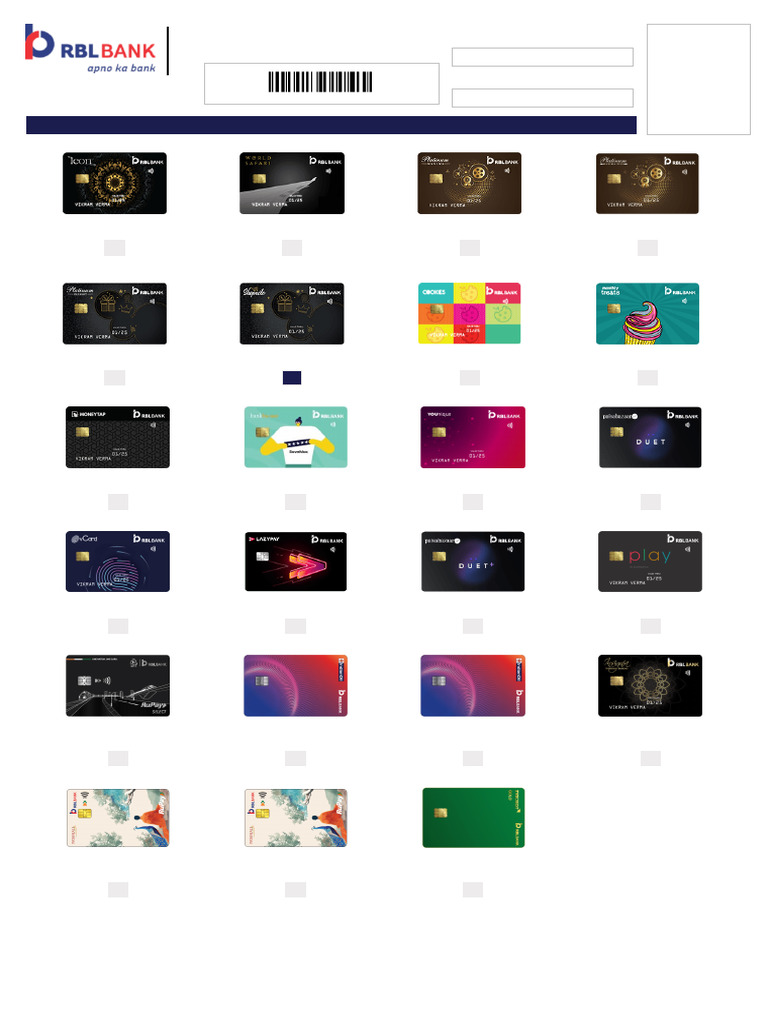 RBL Application Form1726298918566_7834887593 | PDF | Banks | Credit Card