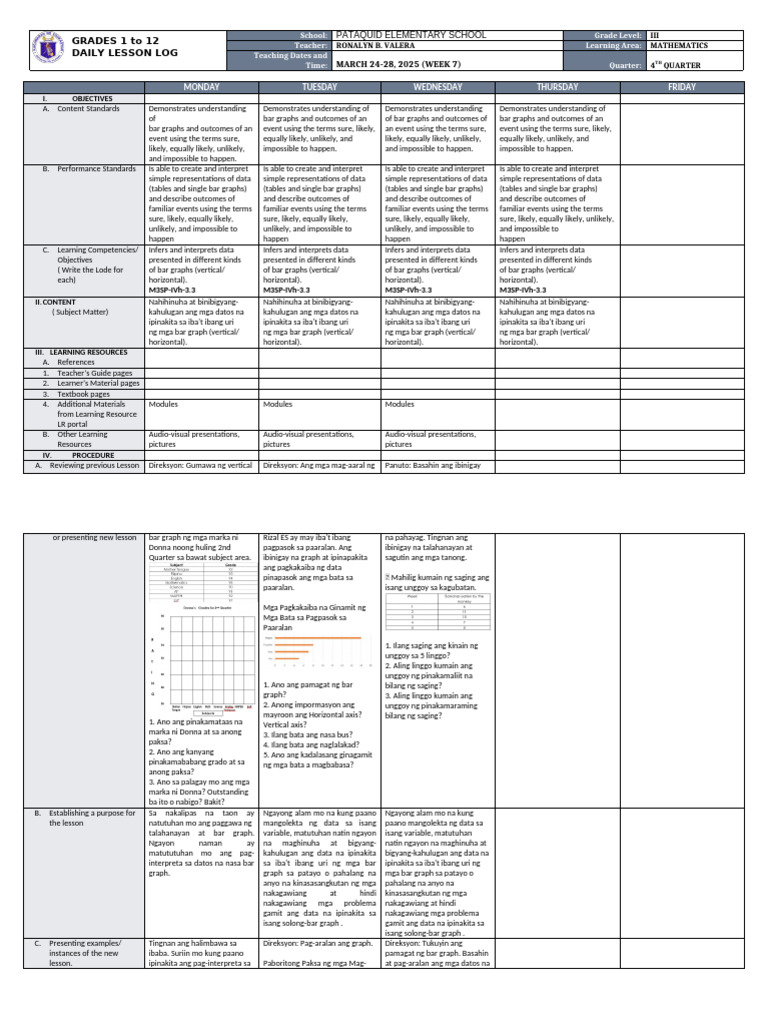 DLL_MATHEMATICS 3_Q4_W7 V2 | PDF