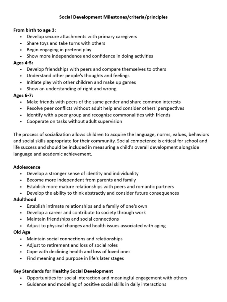 Social Development Milestones | PDF | Attachment Theory | Friendship