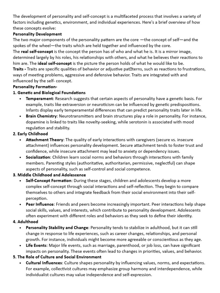 Factors Influencing Personality Development | PDF | Self Concept | Self ...