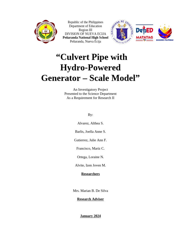 Culvert Pipe With Hydro-Powered Generator - Scale Model | PDF | Pipe ...