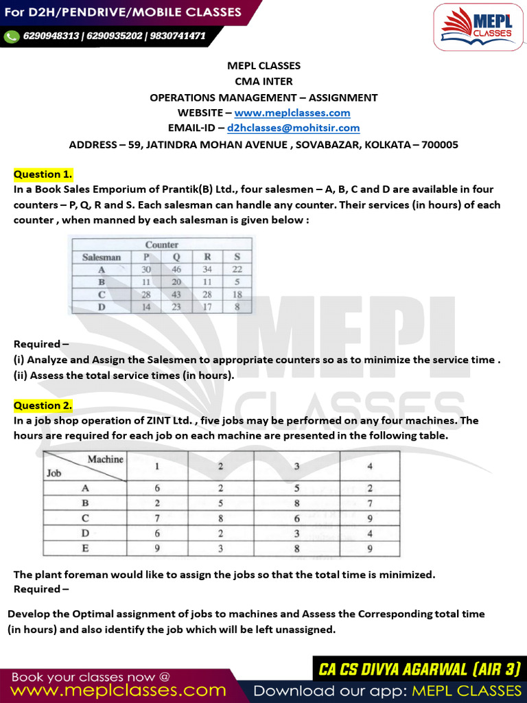 Om - Assignment - Extra Sums . | PDF